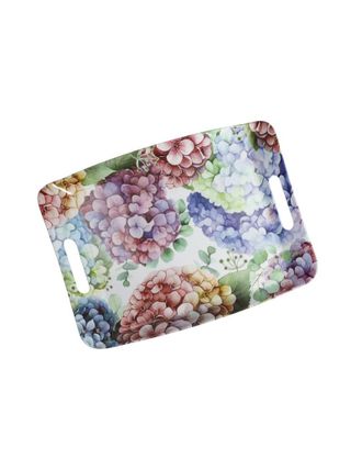 Brandani Brandani 51198 Tablett FLORA Melamin, 35 x 25,5 cm, Blumen, zarte Hortensien und Bl&auml;ttchen, Sp&uuml;lmaschine, BPA-frei