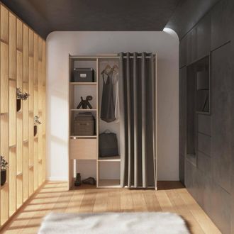 Dmora Großer Kleiderschrank Arnon, Schlafzimmermöbel, Schrank, Garderobe, 119x50 h183 cm, Eiche