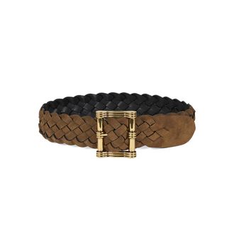 Etro Femme, Accessoires, Brun, Taille: 75 CM Reversible Woven Suede and Leather Belt