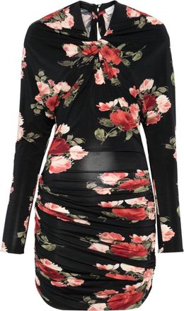 Magda Butrym Drapiertes Minikleid mit Blumen-Print - Schwarz