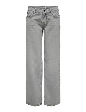 Only Onlbrenda Low Wide DNM Cro117 Noos Jean Coupe Droite, Gris Clair Denim, XL / 32L Femmes