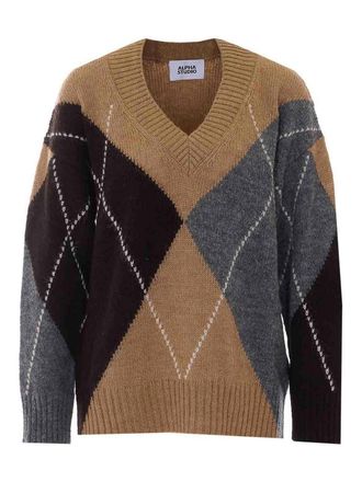 Alpha Studio Pull Col Rond - Marron