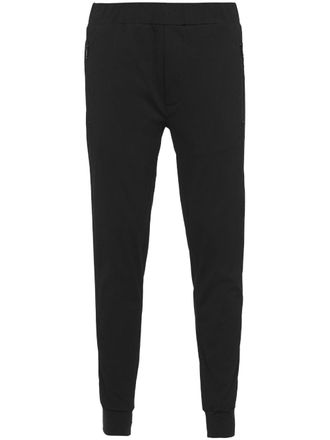Prada Schmale Hose mit Logo-Schild - Schwarz