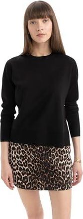 DeFacto Strickmode Strickpullover Blusen Tuniken für Damen Pullover Feinstrickpullover Strickjacken und Pulli Pull-Over, Noir, M Femme