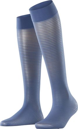 Falke Damen Kniestrümpfe Sun Blind 25 DEN W Kh transparent gemustert 1 Paar, Blau Smoky Blue 6483, 35-38
