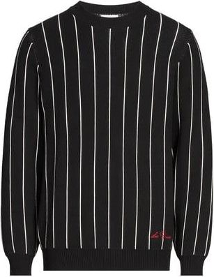 Les Deux Beide - Baumwollstreifenpullover - schwarz