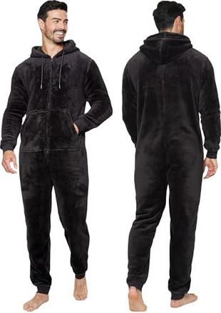 Noroze Pyjama &agrave; Capuche en Polaire &eacute;paisse et Douce pour Homme (3XL, Noir)