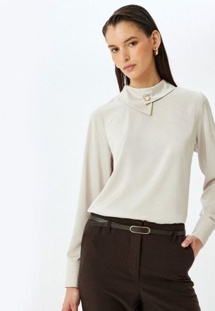 Koton Langarmbluse Langärmelig Asymmetrischer Kragen Langarmbluse