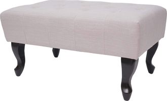 Mendler Ottomane Chesterfield, Sitzhocker Fu&szlig;ablage Hocker, wasserabweisend Stoff/Textil 39x77x47cm - Creme-beige