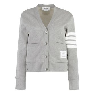Thom Browne V-neck Baumwoll-Cardigan - - Knitwear - Damen - Grau - L