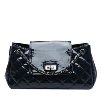 Chanel Sac bandouli&egrave;re matelass&eacute; vintage en cuir verni Pre-owned - Femme - Pre-owned - Bleu - Taille: ONE Size