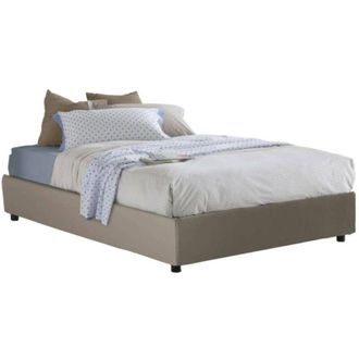 Talamo Italia Doppelbett Francesca, Containerbett mit Kunstlederbezug, 100% Made in Italy, Front&ouml;ffnung, passend f&uuml;r Matratze 140x190 cm, Turteltaube - Talamo