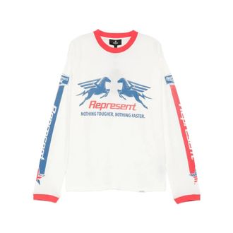 Represent Represent, Homme, Tops, Blanc, Taille: XL T-shirt &agrave; manches longues avec imprim&eacute; graphique