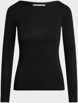 Aya Muse Femme, Tops, Noir, Taille: 40 FR Boatneck Long Sleeve Tee