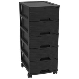 Eda Eda-plastique Meuble de rangement &agrave; roulettes 5 tiroirs Noir