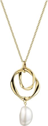 Celesta V Anh&auml;nger mit Kette 925/- Sterling Silber vergoldet S&uuml;&szlig;wasserperle