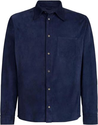 Brunello Cucinelli Homme, Chemises, Bleu, Taille: L Chemise Ample en Daim