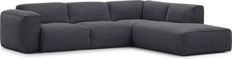 Studio Copenhagen home24 Ecksofa 3-Sitzer mit Recamiere Grau Webstoff Saia 295 x 71 x 231cm Ottomane davorstehend rechts Modern