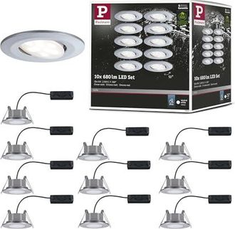 Paulmann 99923 spots enc. LED Calla rond kit de 10 incl. 10x6W IP65 projecteurs enc. Chrome mat éclair. darmoire plast. lampe enc. 4000K