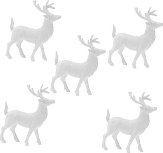 Cabilock 5 St&uuml;ck Teiliges Wei&szlig;e Rentier Figuren aus Robustem Kunststoff Realistische Hirsch Deko f&uuml;r Weihnachten Vielseitige Tischdekoration und Kuchenaufs&auml;tze