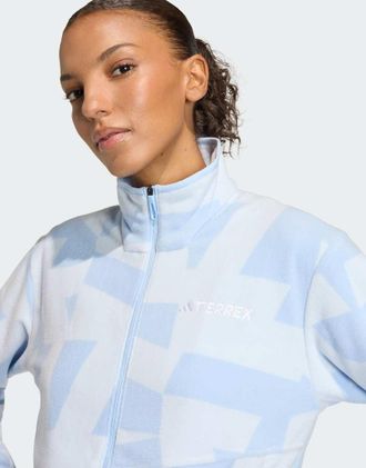 adidas Terrex Multi - Veste en polaire imprim&eacute;e &agrave; fermeture &eacute;clair - Bleu &eacute;clat/ciel cristal