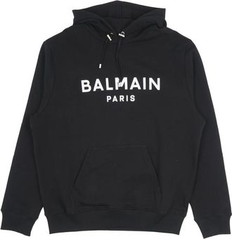 Balmain Homme, Sweatshirts et sweats &agrave; capuche, Noir, Taille: XL Sweat &agrave; capuche avec logo imprim&eacute;
