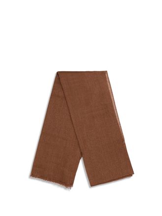 Brunello Cucinelli Womens Silk And Cashmere Scarf Fire Brick Scarfs