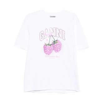 Ganni Baumwoll-T-Shirt - - Tops - Damen - Wei&szlig; - M