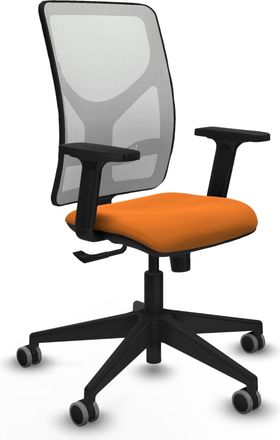 Piqueras y Crespo B&uuml;rostuhl mit Lendenwirbelst&uuml;tze, 2D-Armlehnen, ausgestattet mit 3 Positionen und Schneideschaum, mit Rollen von 65 mm, Parkett, Wei&szlig;/Orange