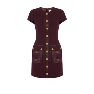 Elisabetta Franchi Femme, Robes, Violet, Taille: 36 FR Robe en cr&ecirc;pe double &eacute;paisseur avec d&eacute;tails logo