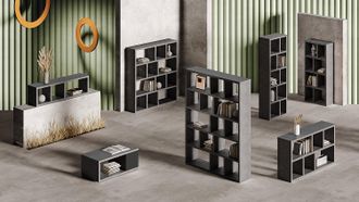 TemaHome home24 Regal Material: Holzwerkstoff Beige/Beton Dekor 150 x 159cm