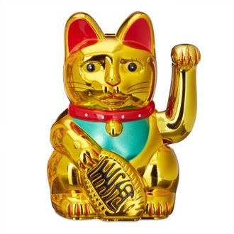 Relaxdays Relaxdays - 10x Maneki-Neko chat chinois porte-bonheur 16 cm Asie Chine Japon Thailande, or dor&eacute;