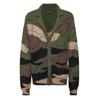 Philipp Plein Gestrickte Cardigan Strass Camouflage - - Knitwear - Herren - Mehrfarbig - XL