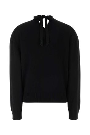 Lanvin Womens Black Wool Blend Sweater Maglie