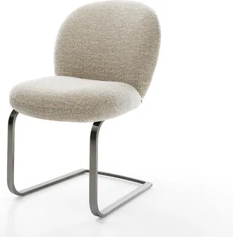 DELIFE Freischwinger Nube-Flex Webstoff Soft Beige Freischwinger flach Graphit Taschenfederkern, Esszimmerst&uuml;hle