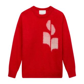 Isabel Marant Roter Mohair-Logo-Pullover Langarm - - Knitwear - Herren - Rot - M