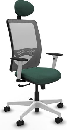 Piqueras y Crespo Schreibtischstuhl Zulema mit wei&szlig;en und schwarzen Armlehnen, h&ouml;henverstellbare Lendenwirbelst&uuml;tze und festes Kopfteil, ausgestattet mit 3 Positionen, 