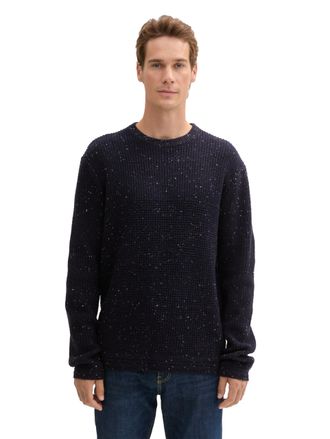 Tom Tailor Herren Strickpullover mit Rundhals-Ausschnitt, 34146 - Sky Captain Multicolor Neps, XXL