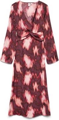 Vero Moda Vero Moda Vmgerna L/S Knot 7/8 Dress WVN LCS Robe, Vin, XS Femmes