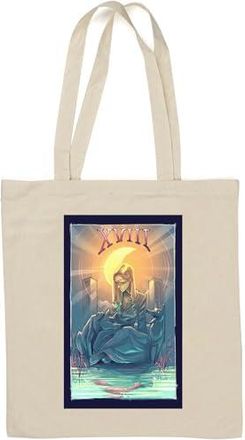 Generic The Moon Tarot Card Art Logo Sac fourre-tout en coton naturel Blanc
