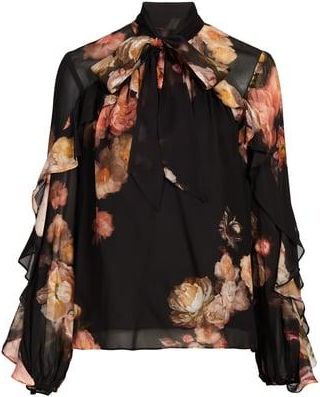 Zimmermann Blouse fleurie &agrave; col V