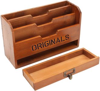 Generic Dokumenten-Organizer aus Holz | Klassifizierungsregal aus rustikalem Holz zur Wandmontage: F&auml;cherdesign, Aufbewahrung von Schreibtischzubeh&ouml;r mit 3 Ra
