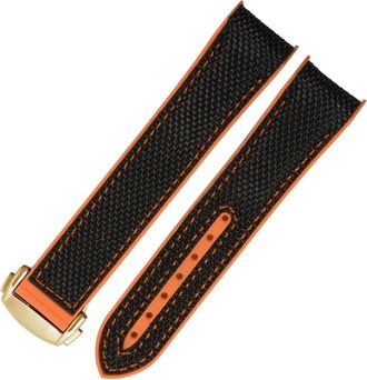 Generic LXGGUC Silikon-Nylon-Gummi-Uhrenarmband für Omega Seahorse 300 Quarter Orange Ocean Universe 600 Schwarzgrau 20 mm 22 mm Band