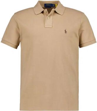 Polo Ralph Lauren Herren Polo-Shirt braun Baumwoll-Piqu&eacute; Slim Fit
