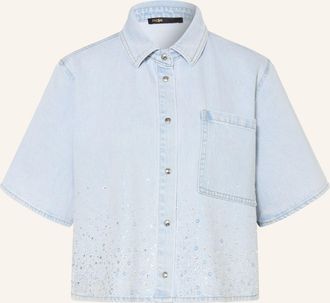 Maje Jeansbluse Mit Schmucksteinen blau