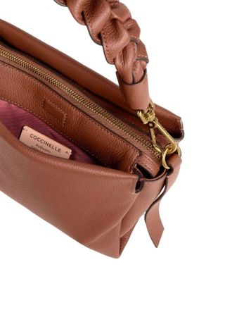 Coccinelle Womens Top Handle Bag Cognac-Black Bovine Leather - Top-Handle-Bags Cognac/black