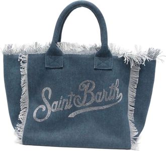 MC2 Saint Barth Femme, Sacs, Bleu, Taille: ONE Size Frayed Edge Crystal-Embellished Tote