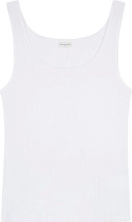Dries Van Noten Homme, Tops, Blanc, Taille: M Ribbed Jersey Tank