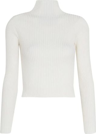 Gloria Coelho haut côtelé à col montant - Blanc
