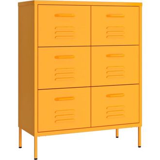 vidaXL Schubladenschrank Senfgelb 80x35x101,5 cm Stahl vidaXL